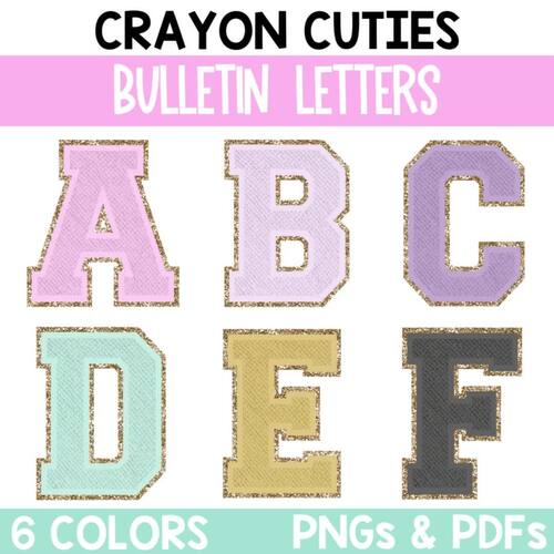 Varsity Patch Bulletin Board Letters / Varsity Clipart / Lettering Pack