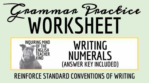 High School Grammar Review Worksheet on Writing Numerals (Printable)