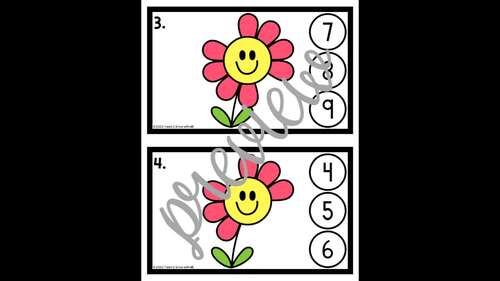 Spring Math Center Task Cards Counting Flower Petals 0-10 Clip Cards