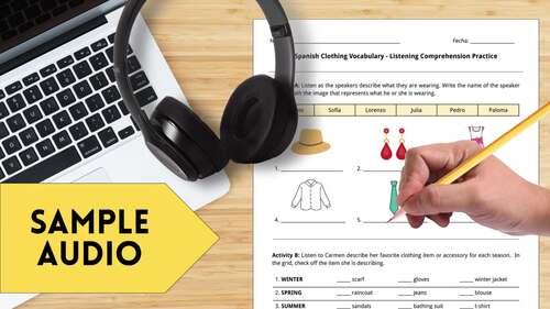 Spanish Clothing Vocabulary Listening Comprehension Practice Activities
