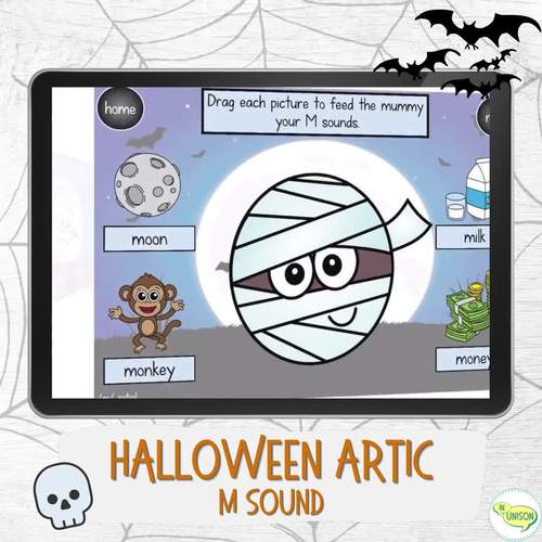 Halloween Articulation Boom Cards™ Feed the Mummy M Sounds | TpT