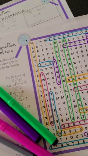 One, Two & Multi step Equations Word Search & Crossword Puzzle Activity ...