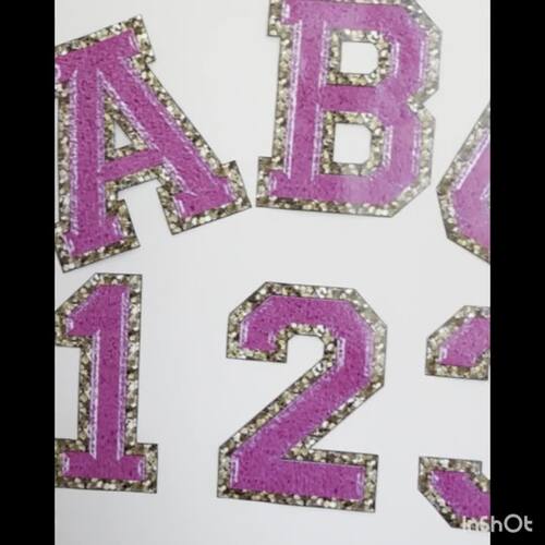 High School Classroom Decor-Bright Pink Varsity Patches-Letters and Numbers