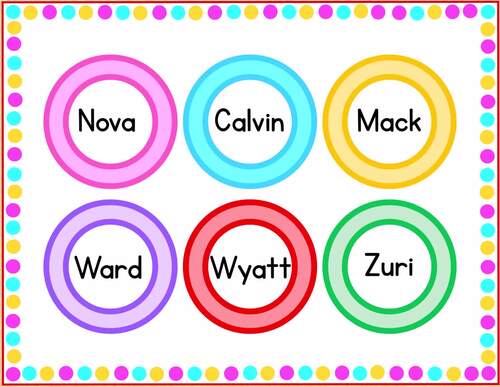 Printable Bright Colors Round Student Name Tags, Colorful Student Name ...