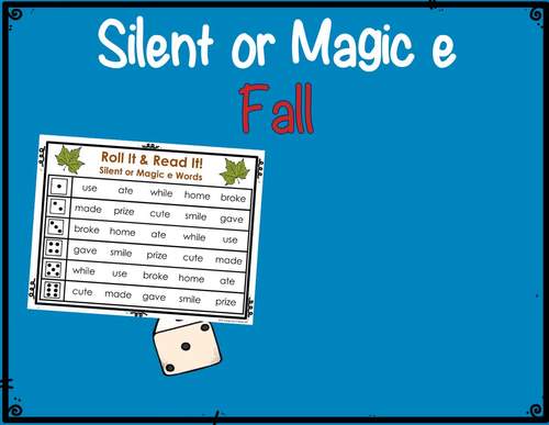 Silent or Magic ē Read It & Roll It Words & Sentence Game Cards