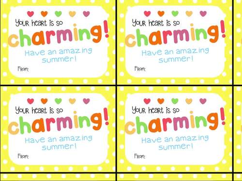 Charm Bracelet (Wristband) End of Year Gift Tag- Your heart is so ...