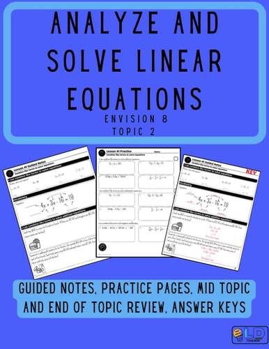 Envision 8th grade Guided Notes~Solving Linear Equations~Topic 2 by LD ...