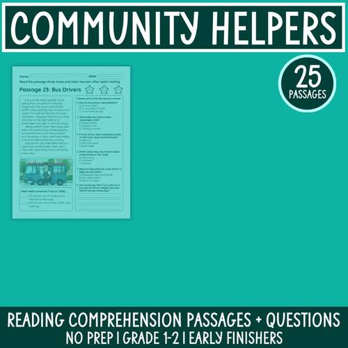 Community Helpers Reading Informational Comprehension Worksheets Grade ...