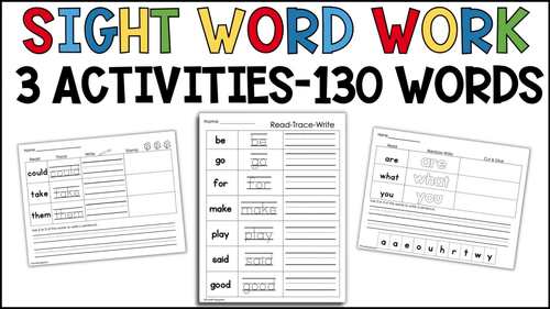Sight Word Work Activities 130 Sight Words | TPT