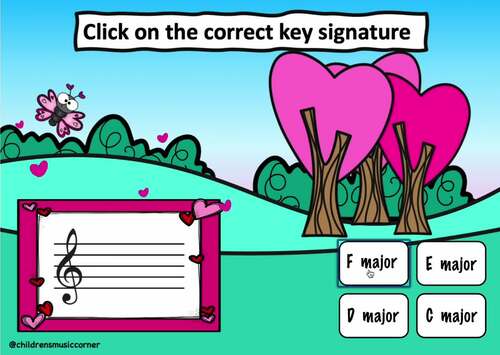 Valentine Major Key Signature Digital Task Cards on Boom Cards™ | TPT