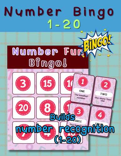 1–20 Number Bingo Game | Fun Math Center for PreK, Kindergarten | TPT