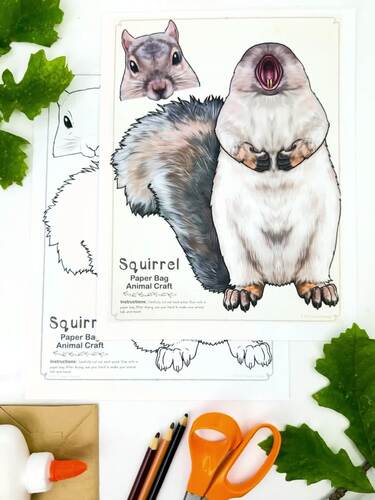 Squirrel | Paper Bag Puppet | Printable Craft | Squirrels by Simply ...