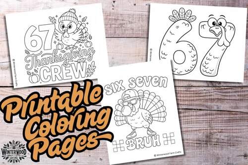 67 Thanksgiving Coloring Pages | Six Seven Bruh Turkey Coloring Sheets
