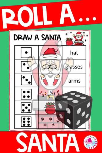 Christmas Math Game Roll A Santa | Build A Santa Math Game by Primary ...