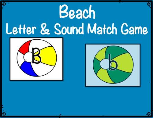 Beach Themed Upper & Lowercase Letter & Sound Match Game | TPT