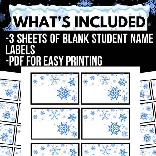 Snow Flake Student Name Labels → EDITABLE / PRINTABLE Classroom Tags ...