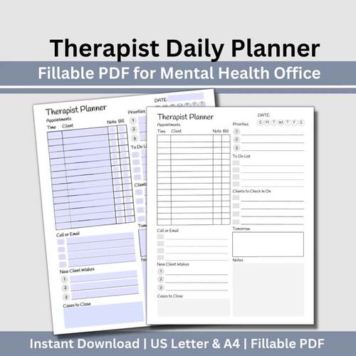 Therapist Daily Appointment Planner by CC Digital Studios | TPT