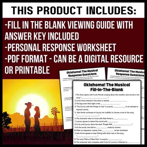 Oklahoma! The Musical: Fill In The Blank Viewing Guide & Response Worksheet