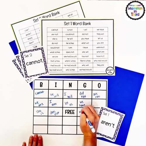 Contractions Bingo l Contractions Game, Activity, Whole or Small Group ...