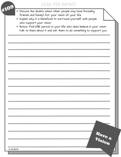 Journal Questions for High School Students Set #4 by Jon Barth Leadership