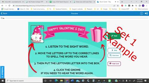 Sight Word Spelling Set 6 BOOM cards: Valentine's Day by Stress Less ...