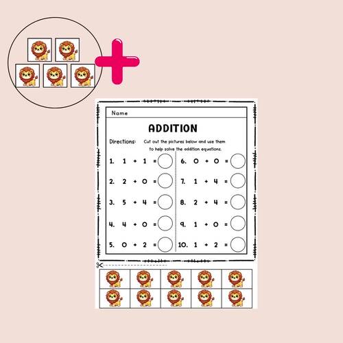 Simple Addition and Subtraction Worksheets with Counting Pictures