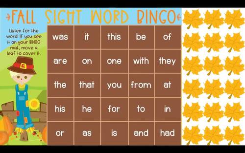 Fall Sight Words Bingo | Digital | Hybrid | Distance Learning | Google ...