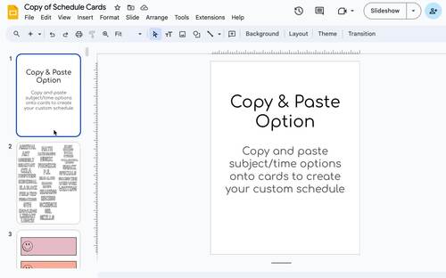 Editable Daily Schedule Cards with Time Option - Pastel Rainbow Smile Decor