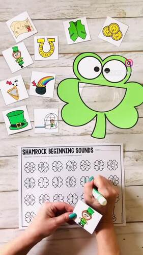 Feed the Shamrock St. Patrick's March Themed Beginning Sounds | TPT