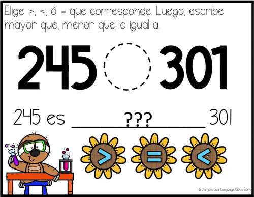Comparar números al 1,200 DIGITAL en español Comparing numbers in Spanish