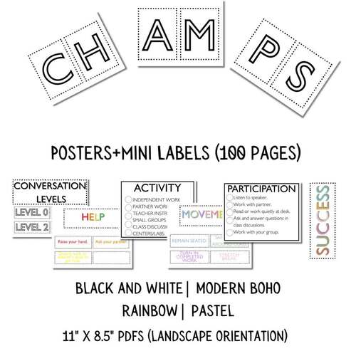 EDITABLE CHAMPS CLASSROOM EXPECTATIONS| REWARDS| CONSEQUENCE POSTER CHARTS