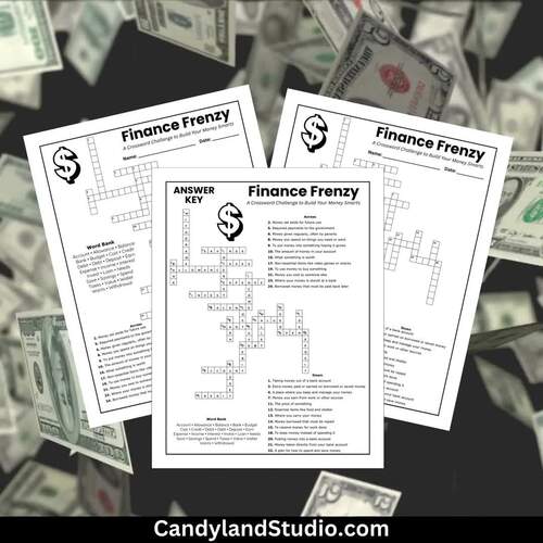 Financial Literacy Crossword Puzzle, Vocab Activity Game for Middle ...