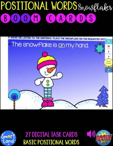 Positional Words digital cards Snowflakes by Smart Land Printables