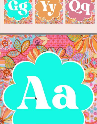 Freebie: Retro Flowers- Alphabet- Version 2- Flowers - Bulletin Board