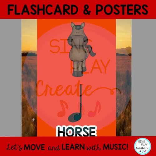 Rhythm Flash Cards, Posters: {Quarter, Eighth Notes, Quarter Rest} Farm ...
