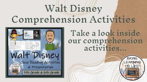 Walt Disney Close Reading Passage & Comprehension Activities | 5th–6th ...