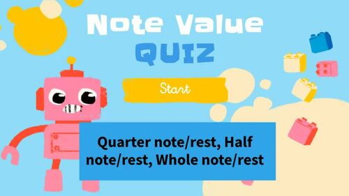 Note Value Game Quiz, Toy Themed, 10 Questions by Ervins Music Room