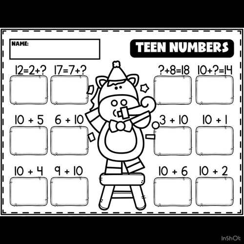 Teen Numbers and Number Bonds Worksheets for Kindergarten by The ...