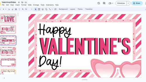 Valentines Google Slides Template - Editable - February Daily Agenda