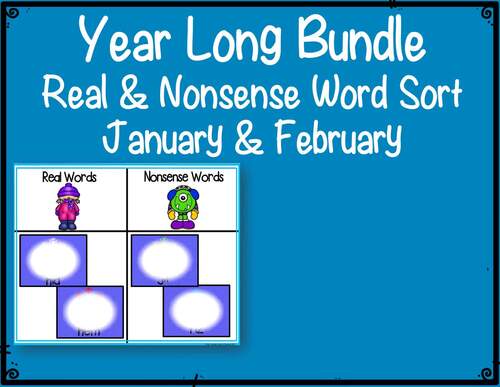 Year Long Real & Nonsense Word Sort Game: Twelve Monthly Center Games