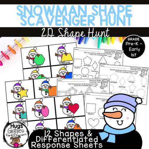 Snowman Shape Scavenger Hunt | Winter 2D Shapes Activity for PreK–1