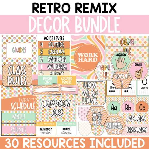 Retro Groovy Classroom Decor BUNDLE / 70s Classroom Decor / Retro Remix