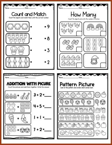 Kindergarten Beginning of the Year Math Assessment by Kidz Learning Studio