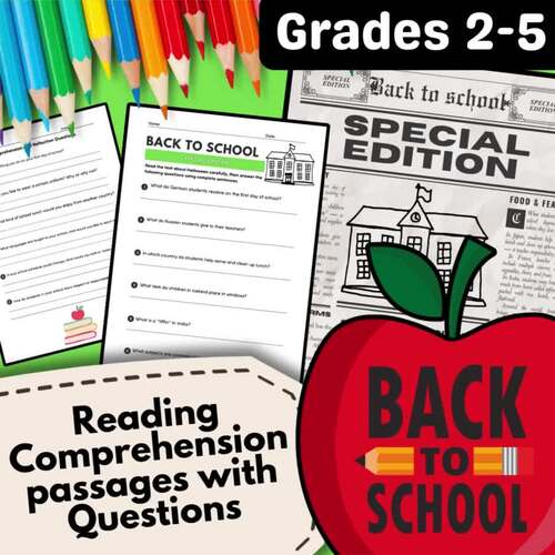 Back to School Around the World – Reading Passages Comprehension ...