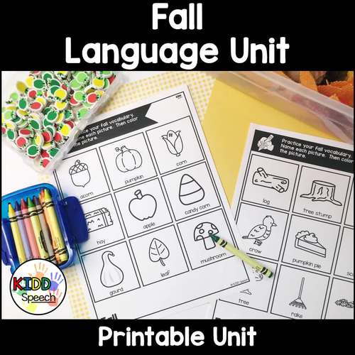 Preschool Speech Therapy Fall Language Unit Printable Activities by ...