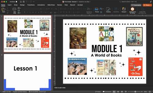 First Grade Wit and Wisdom Module 1 Powerpoint Slides and Anchor Chart