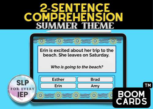 2-Sentence Summer Stories with Comprehension Questions Boom™ Deck