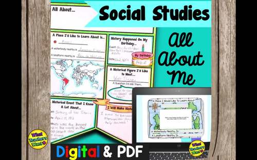 Social Studies All About Me Pennant Distance Learning by What Teachers Want