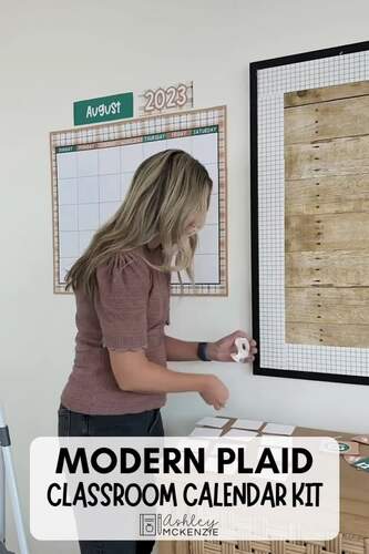 Modern Plaid Classroom Decor | Calendar Kit - Editable! by Ashley McKenzie