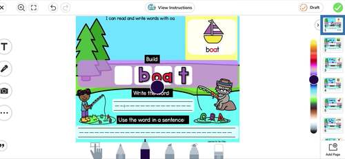 Vowel Teams OA/OW Preloaded Seesaw Digital Word Building | TPT